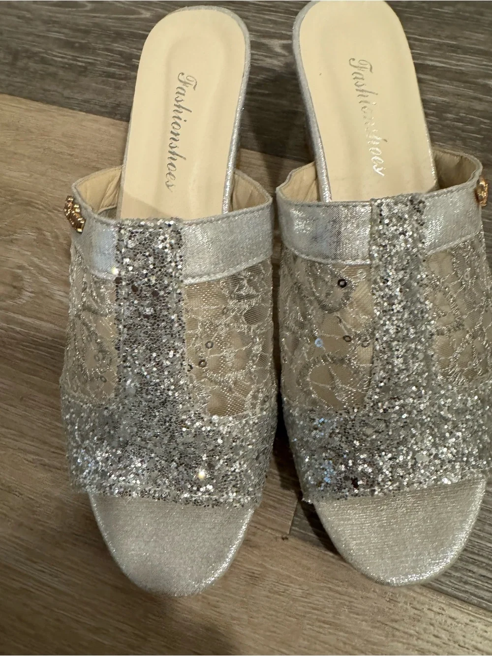 Shoes | Fashion Shoes Silver Synthetic Glitter Sequin Slide Sandal ...